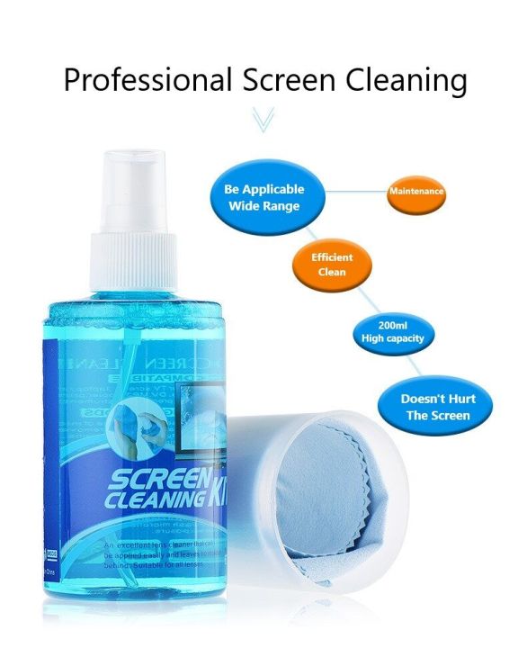 LCD LED Screen Cleaner Cleaning KIT 200ml walrfid Laptop Cleaning Kit ...