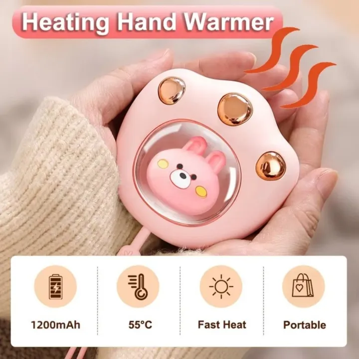 Cute Mini Cat's Claw Hand Warmer Rechargeable 2 Heat Levels Electric ...