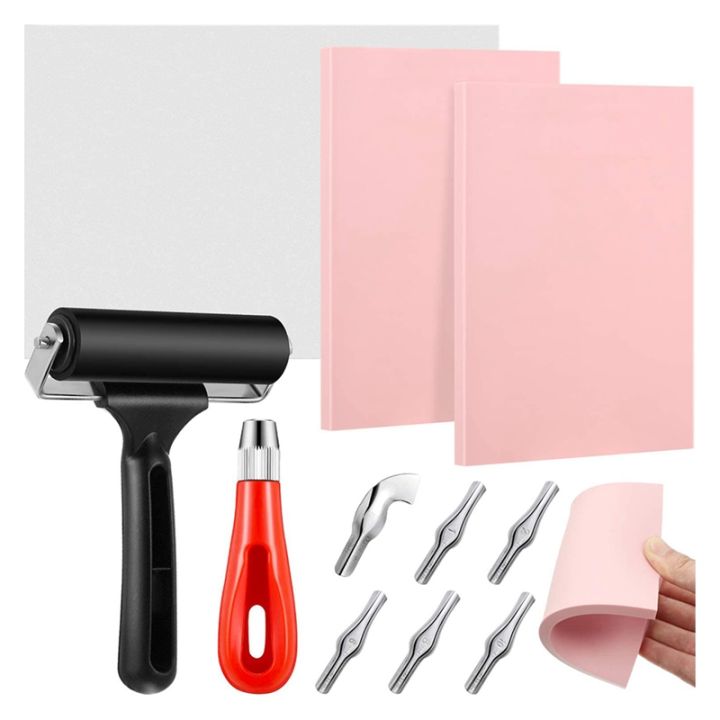 Rubber Stamp Making Kit,Block Printing Tool Kit,Linoleum Cutter with 6 ...