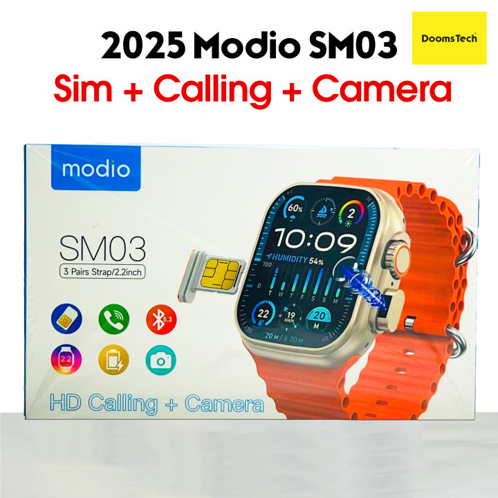 Modio Smart watch SM03 + 2.2 inch ips Display Smart watch 3 pair strap ...