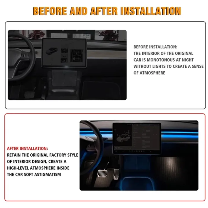1 Piece Car Interior RGB Neon Light LED Strip Center Console Dashboard ...