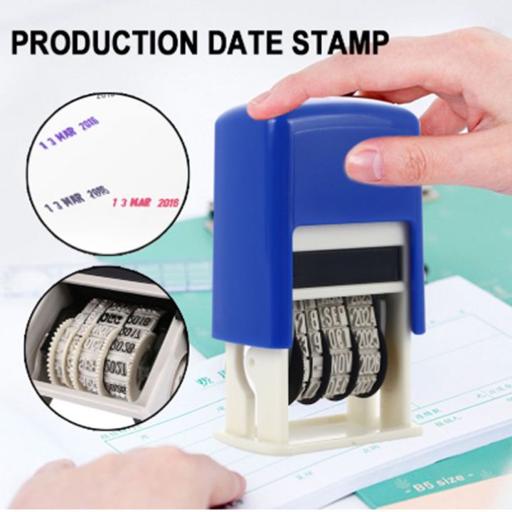 Stationery Square DIY Ink Date Stamp English Seals Plastic Multicolor ...
