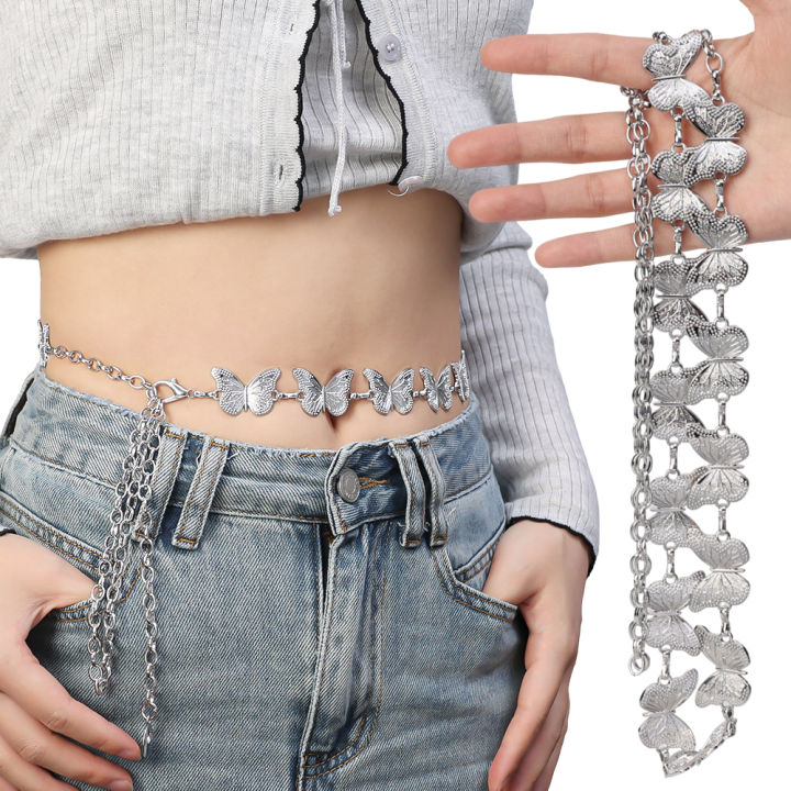 110CM Butterfly Metal Waist Chain Women Y2K Retro Versatile Waist Chain ...