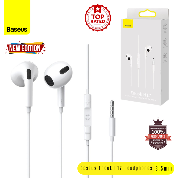 BASEUS Encok C17 and H17 Lateral in-ear Wired Earphone High Quality Sound, Built-in Microphone ...