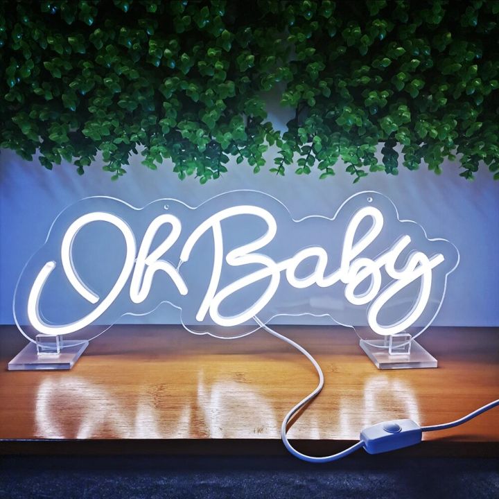 Oh Baby Neon Sign 17.7x6.3in Dimmable Neon Light for Baby Shower ...