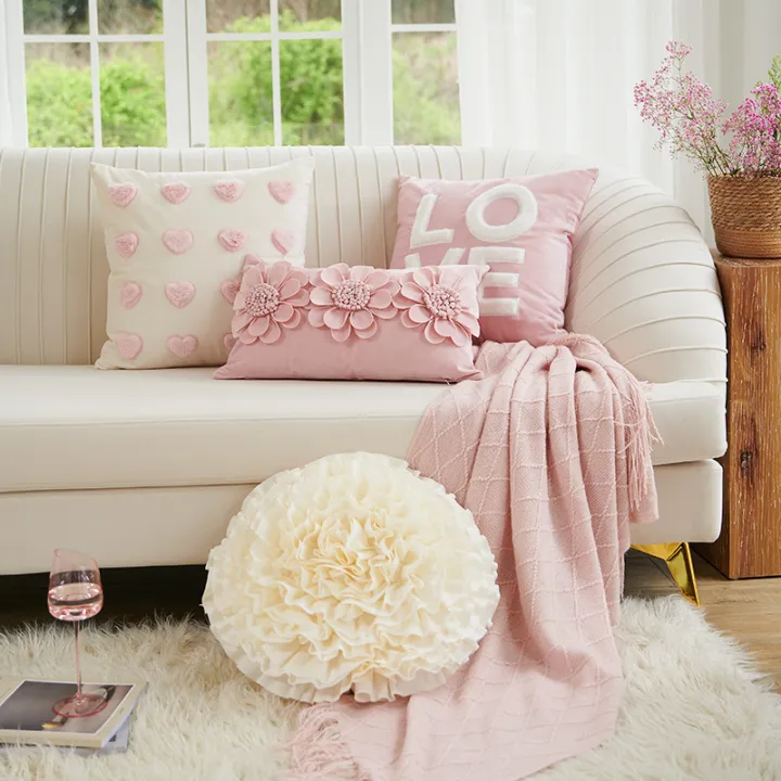 Romantic Wedding Throw Pillow Modern Pink Ins Style Living Room Wedding ...