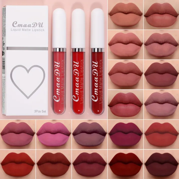 CMAADU Liquid Matte Lipstick Set for Adults, 3pcs Long Lasting ...