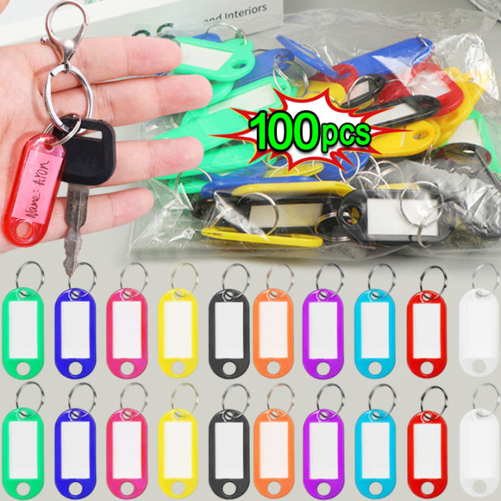 10/20/30/50/80/100pcs New Random Color Key Tags with Labels Plastic ...