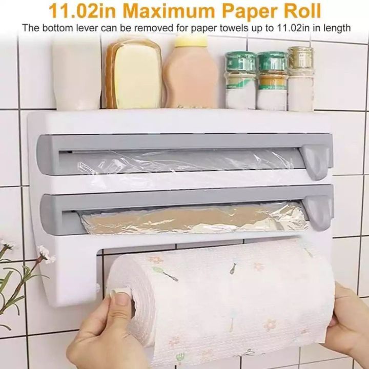 Wall-Mounted Tin Foil Storage Rack Preservative Film Dispenser Sauce ...