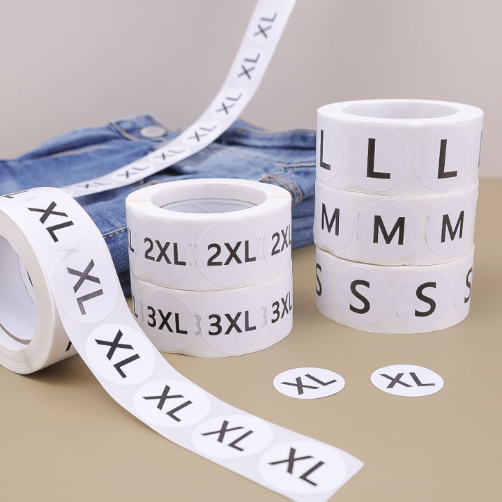 500Pcs/Roll Clothing Size Label Sticker Round Self-Adhesive Tag Sticker ...