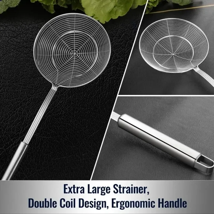 Solid Stainless Steel Spider Strainer Skimmer Ladle, Kitchen Utensils ...