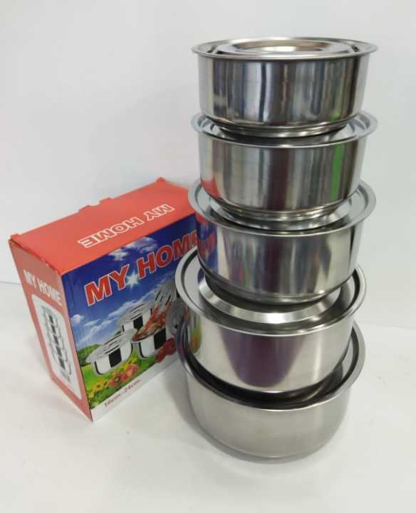 My Home 5 Pcs Stock Pot Set, Stainless steel | Daraz.lk