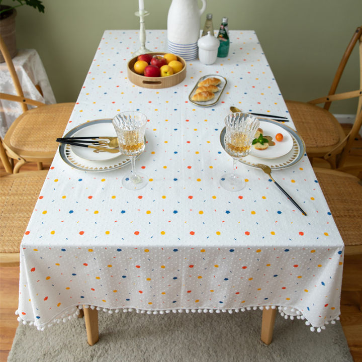 Small Dot Colorful Dining Table Dot Square Cotton Rectangular Global ...