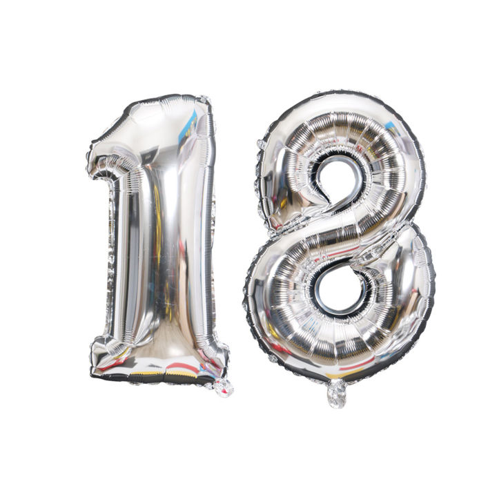 Large 30 Inch Balloons Number 16 18 21 30 40 50 Silver Gold Foil Ballon ...