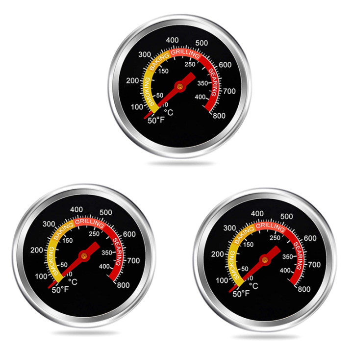 3X Grill Thermometer Smoker Temperature Gauge Charcoal Grill Pit Smoker ...