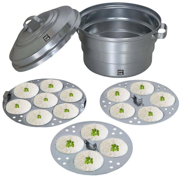 Aluminium Idly Make Idly Steamer Cooker with 3 Idly Plates (21 idly ...