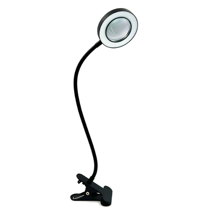 1 Piece 48 LED Desk Lamp Clip with 5X Magnifying Glass Light for Bed ...