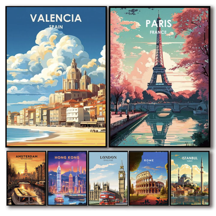 A4 Sized Poster Cities Towns Landscapes Wall Posters PVC Framed Wall ...