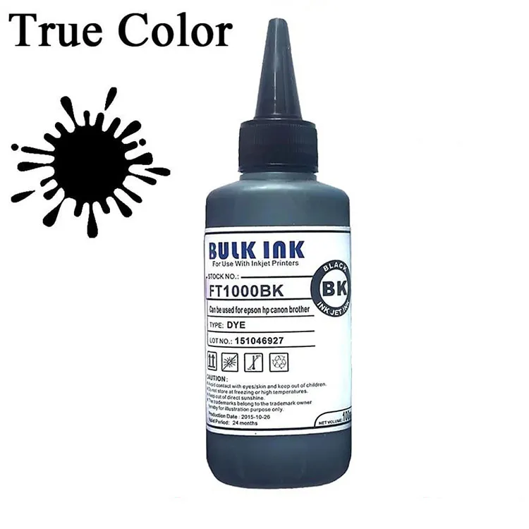 Universal Refill Ink Black 100ml Bottle printer Ink With Syringe And ...