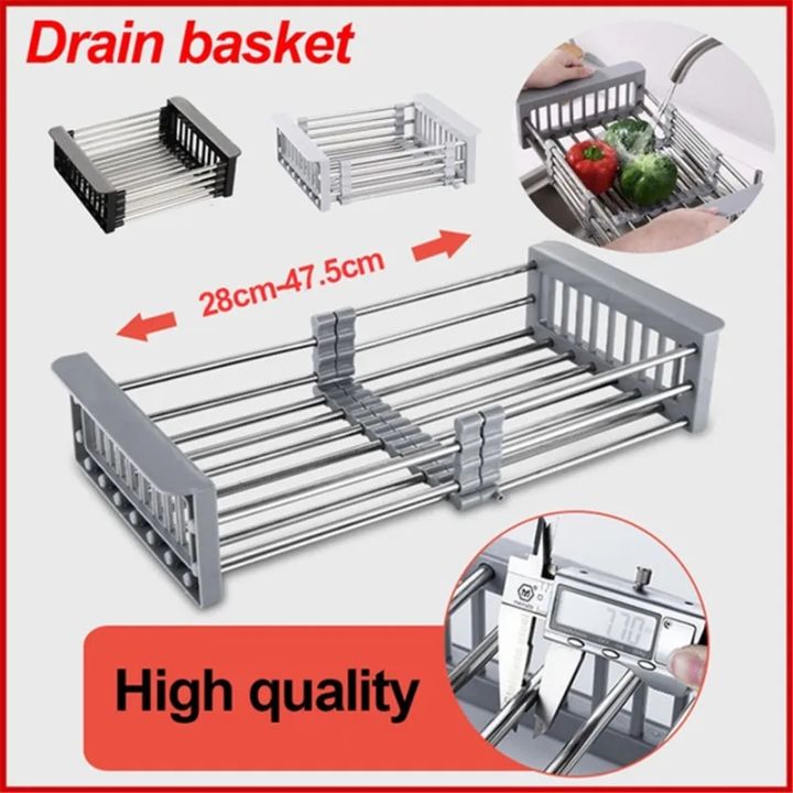 LOYAL KITCHEN Stainless Steel Retractable Kitchen Dish Drainer & Drying ...