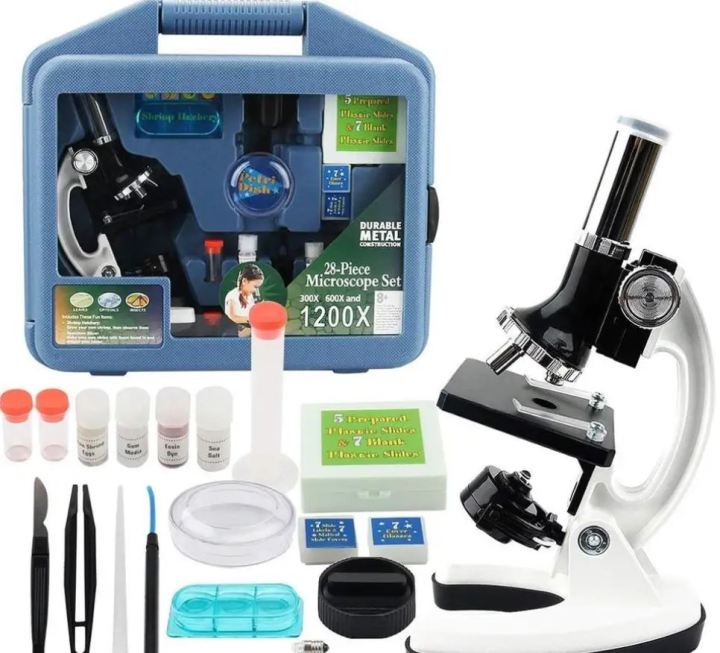 Student 1200x Biological Educational Microscope Set Metal Microscope ...