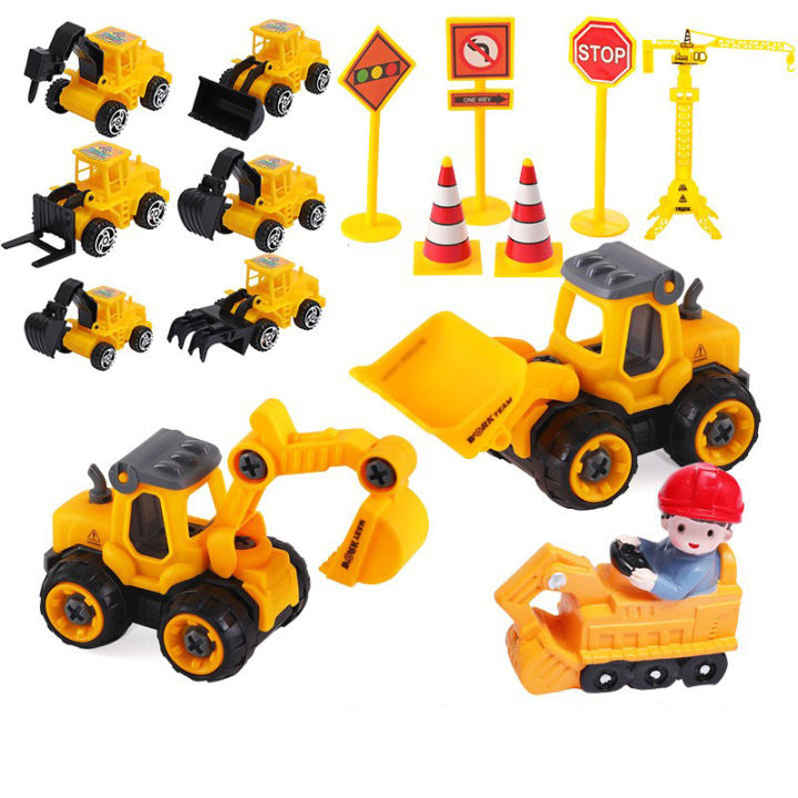 Engineering Vehicle Cake Decorations Roadblock Sign Excavator Cake Per ...