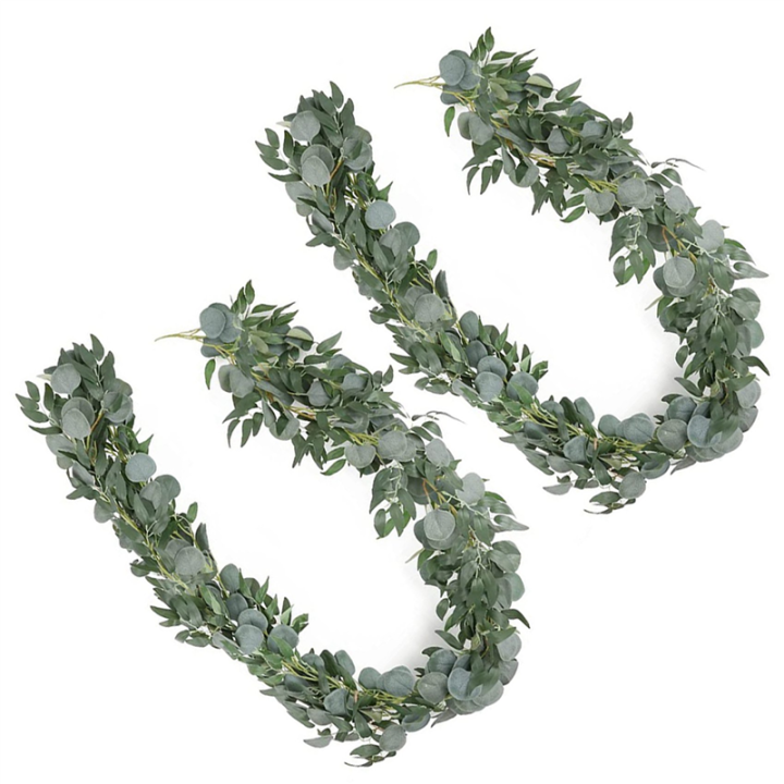 Artificial Eucalyptus Garland with Willow Vines, 8 Packs 6.5 Feet Eucalyptus Garland Greenery ...