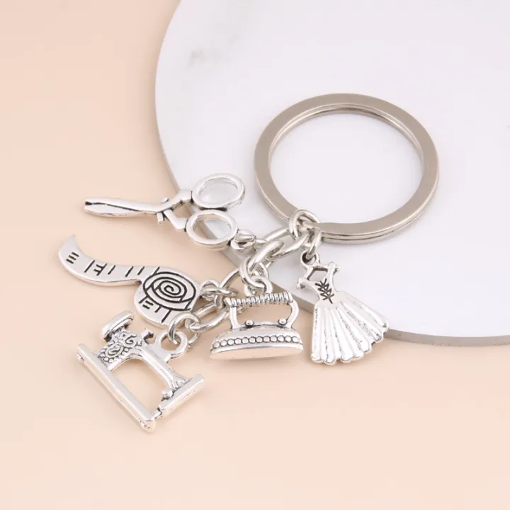 Gift Ladies Tailor New Sewing Machine Key Chain Key Ring Iron Tape ...