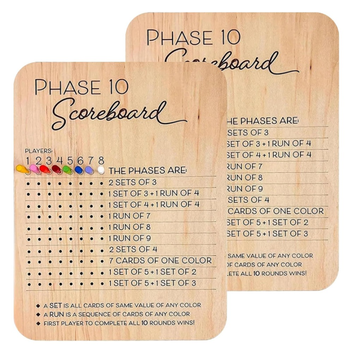 NCANRUI Phase 10 Score Board Phase Ten Scorecard and Round Tracker ...