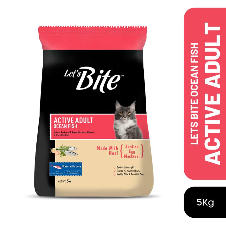 Let's Bite Active Adult Dry Cat Food, Ocean Fish, 5Kg Pack | Daraz.lk