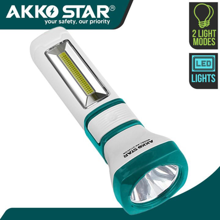 AKKO STAR 2112 LED Rechargeable Torch Long Battery Life 1W+2W White ...