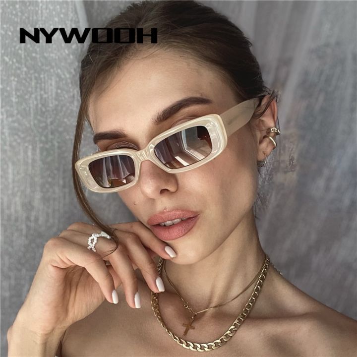 NYWOOH Fashion Rectangle Sunglasses Women Men Vintage Small Eyewear ...
