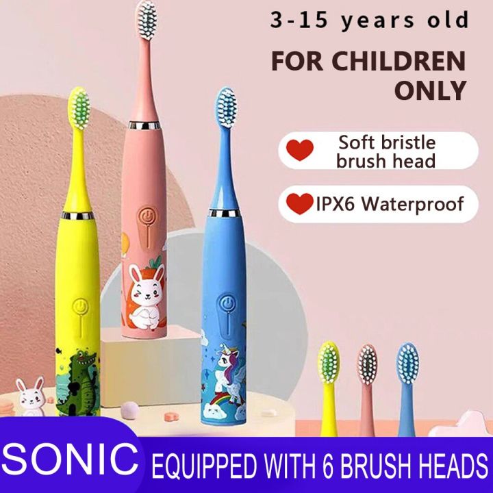 【HOT】 Children Electric Toothbrush With Replace Brush Heads Kids ...