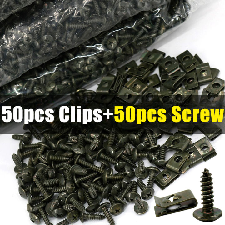 Car Motorcycles Metal Screw Fastener Clips U-Type Clip with Screw Anti ...