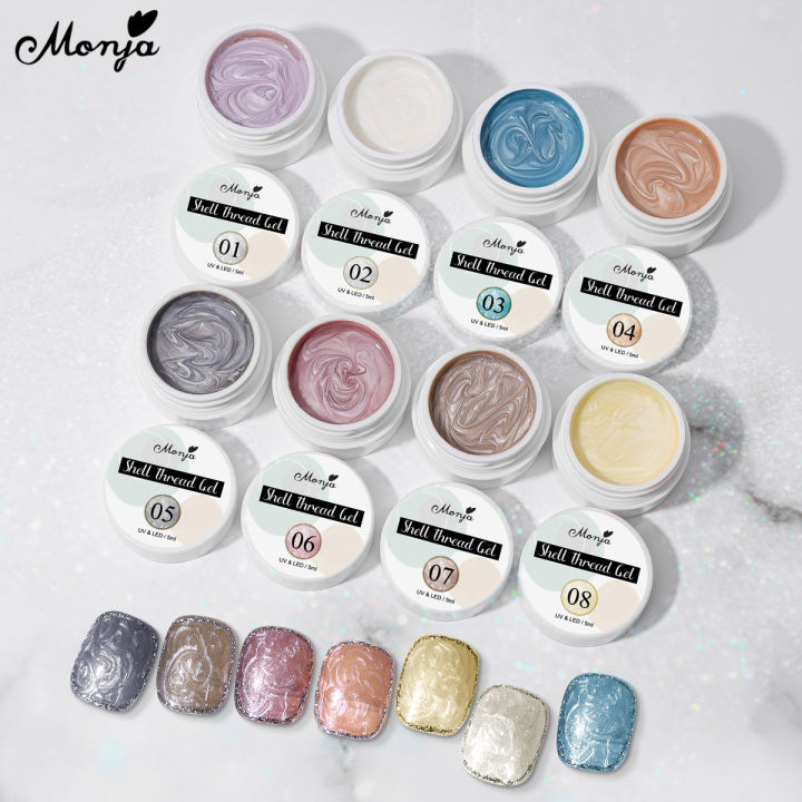 Monja 5Ml Shell Thread Nail Art 8 Colors Glitter Pearly Semi Permanent ...