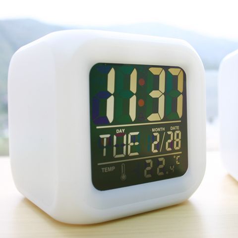 Rectangular LED Color Changing Digital Alarm Calendar Temperature Clock ...