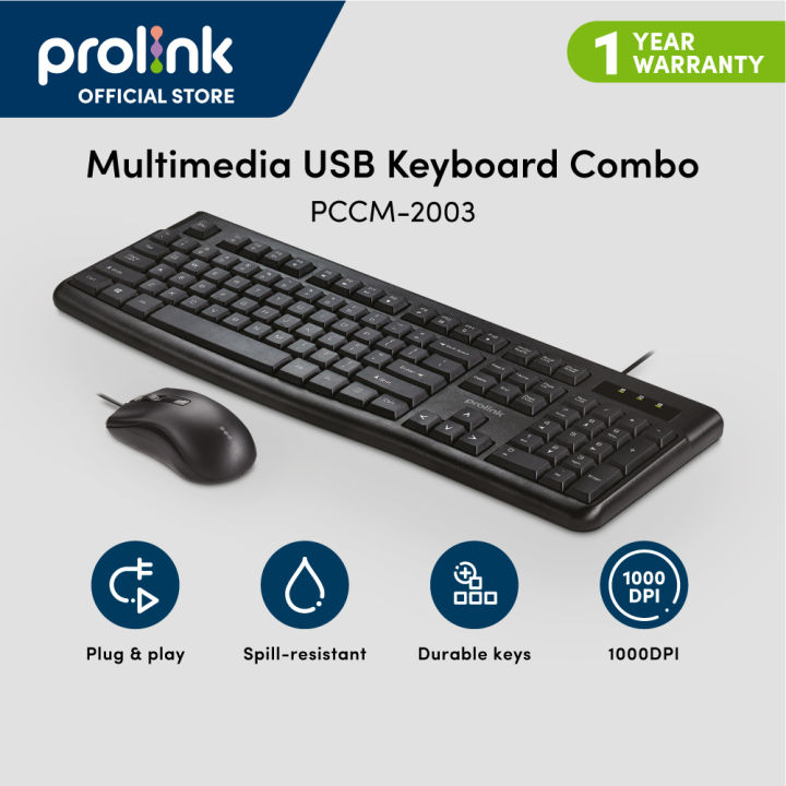 PROLiNK PCCM-2003 Multimedia Desktop Combo keyboard | Daraz.lk