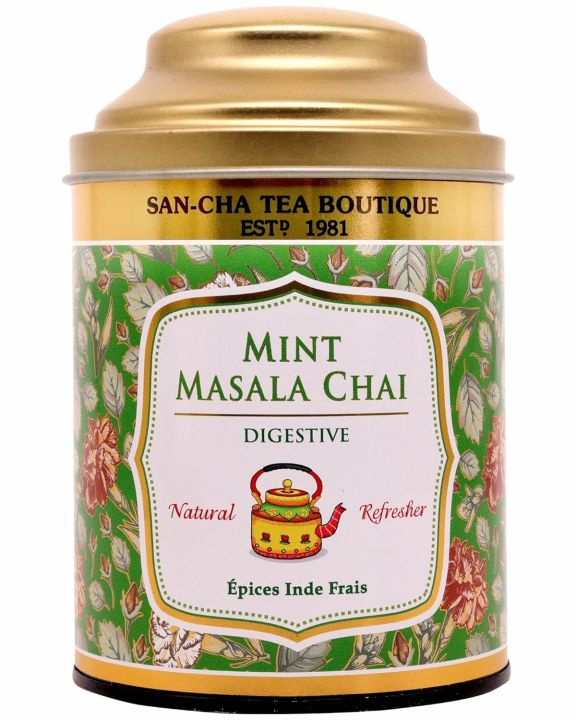 Sancha Tea Boutique, Mint Masala Chai, Real Mint Leaves, Lemongrass ...
