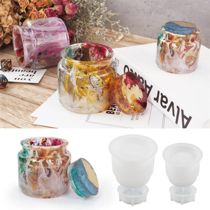 Multi-purpose Storage jar with lid Exquisite Transparent Handmade epoxy ...