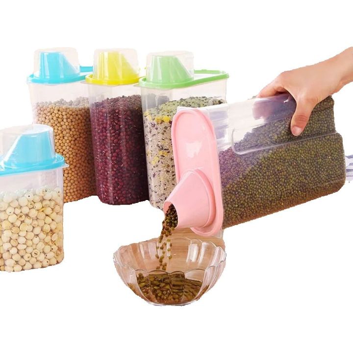 3PCS1.5L Cereal Storage Box Plastic Bean Dispenser Container Candy ...
