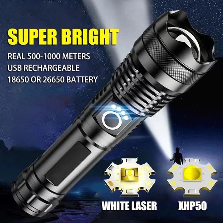 XHP70 Powerful Rechargeable Led Flashlight Variable Focus 30W Torch ...