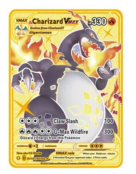【DIV MALL】Pokemon Gold Metal Charizard Vmax Mewtwo Pikachu Pokemon Iron ...