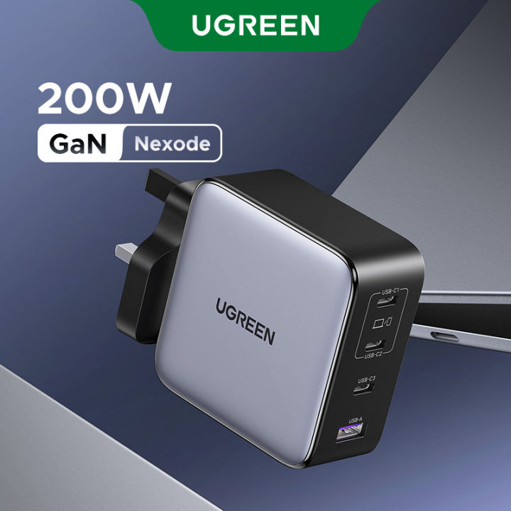 UGREEN GaN 200W USB C Fast Charger Adapter 4 Ports Travel GaN Charger ...