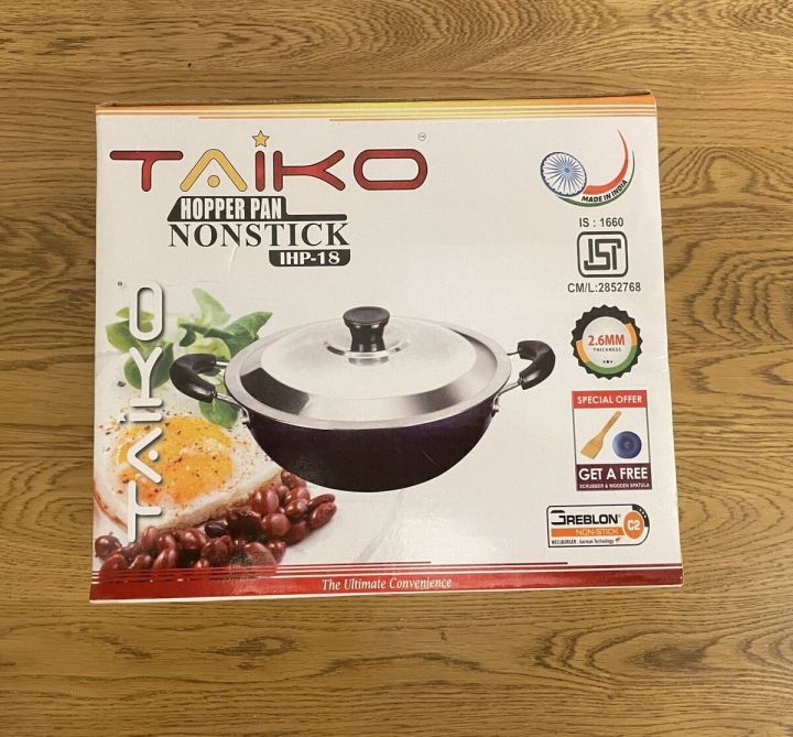 TAIKO Non Stick Hopper Pan IHP-18 with Free Scrubber & Wooden Spatula ...