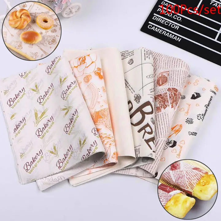 100Pcs Baking Sandwich Hamburger Wrappers Bread Oil-Paper Wax Paper ...