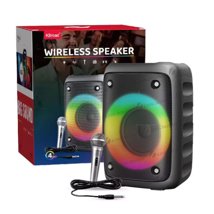KTS-2040 Portable Wireless Bluetooth Speaker with Mic LED Light RGB ...