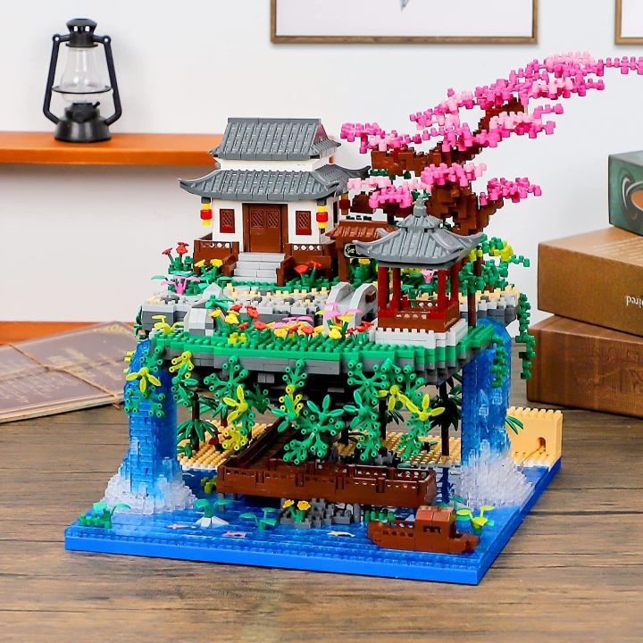 ALIEN MOC Peach Blossom Pool Mini Building Block Set Chinese ...