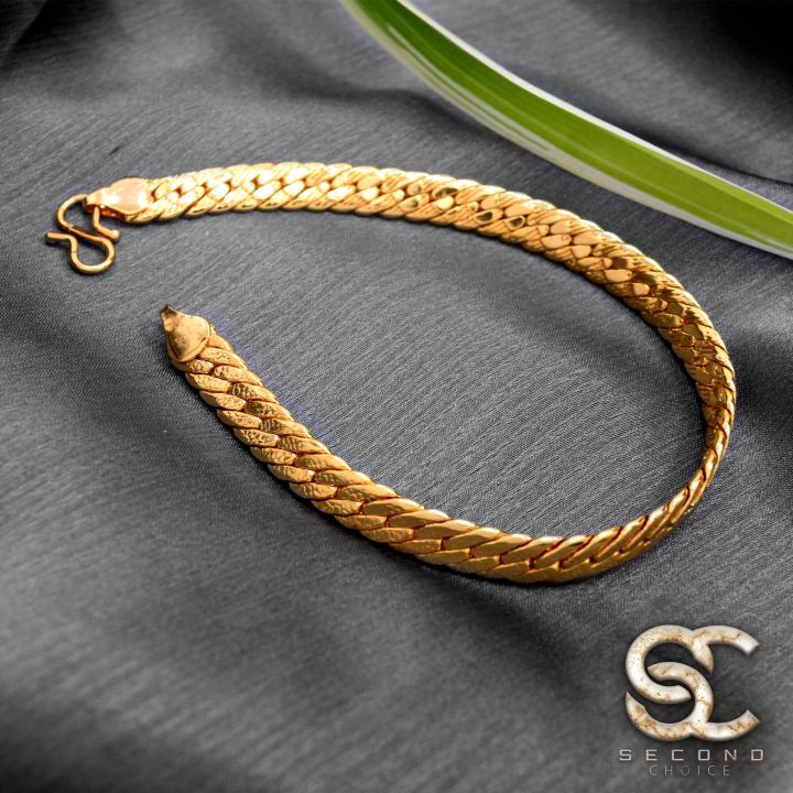 Gold Plated Stylish Albert Flat Bracelet For Men | Daraz.lk