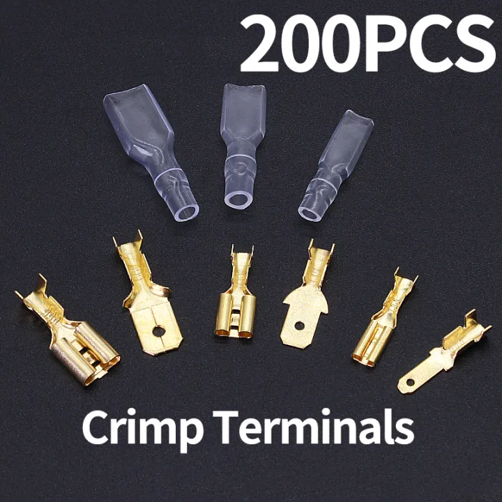 200pcs/50pairs Female Male Spade Terminals Sleeve Wire Wrap Connector ...