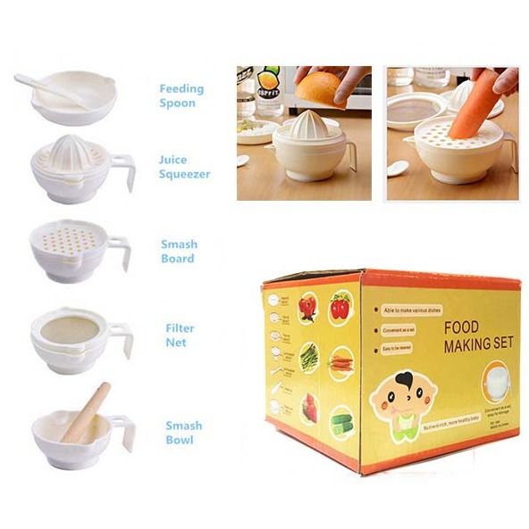 Food Making Set | Feeding spoon, Filter net, smash board, Juice ...